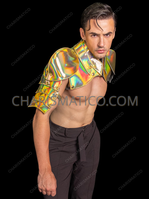 Iridescent Holographic Gladiator Shoulder Armor