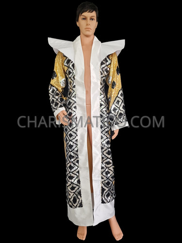 Dramatic Spike Shoulder Sequin Sultan Drag Queen Coat