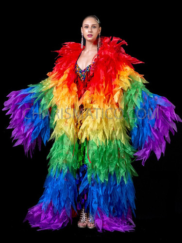 Rainbow Gay Pride LGBT Leaf-Inspired Ruffle Organza Coat