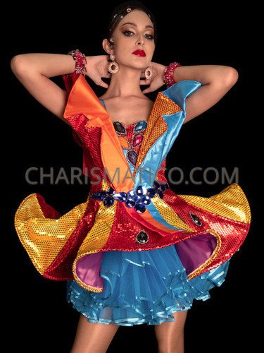 Bright Cheerful Perky Colorful Dolly Flair Dance Dress
