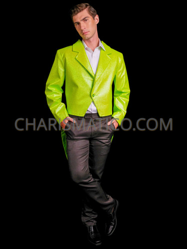 Neon Green Glittery Dance Men's Tuxedo Suit