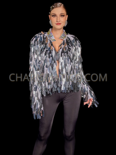 Silver Stardust Teardrop Sequin Rave Festival Jacket