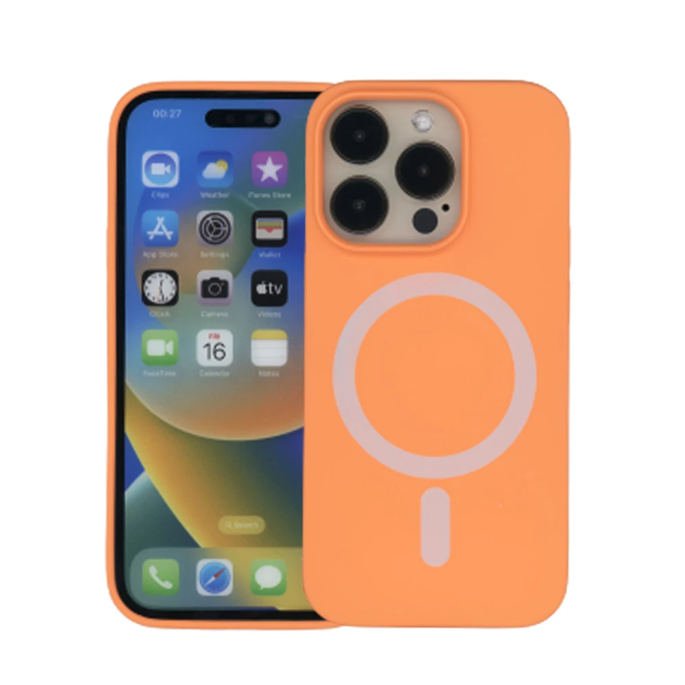 IP 13 Pro Max Silicon Mag Case Orange - WORLD CELLULAR