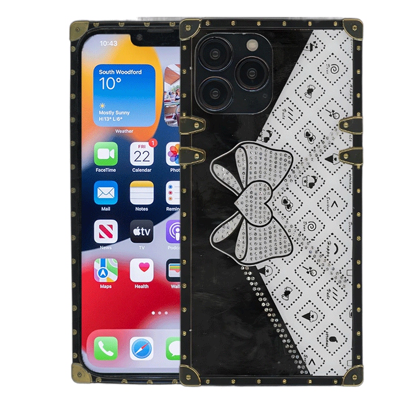 IP 13 Pro Max Square Bow Case White - WORLD CELLULAR