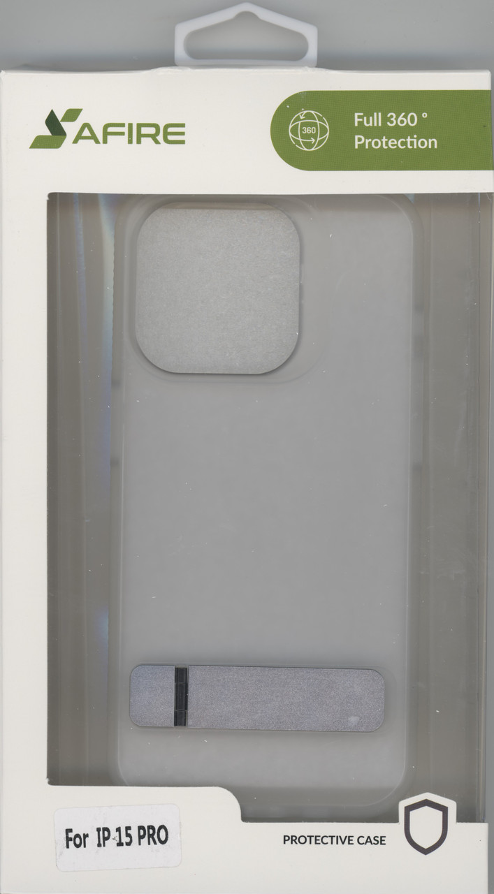 IP 15 Pro Clear Hybrid With Kickstand White - WORLD CELLULAR