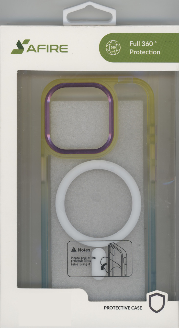 IP 15 Mag Case Rainbow Clear Hybrid Blue - WORLD CELLULAR