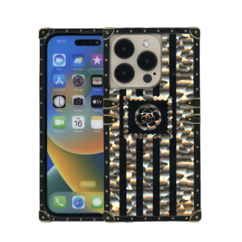 IP 14/IP13/16E Square Gold Pattern Flower - WORLD CELLULAR