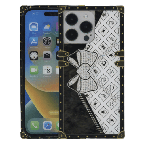 IP 14 Pro Max Square Bow Case White - WORLD CELLULAR