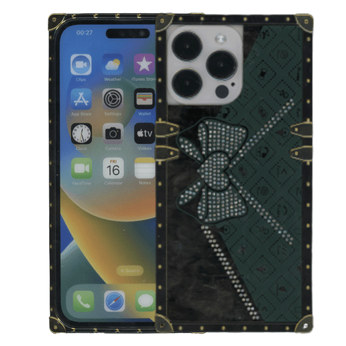 IP 14 Pro Max Square Bow Case Green - WORLD CELLULAR