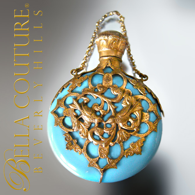 SOLD! - RARE Gorgeous Fine Antique French Blue Opaline Glass Perfume ...