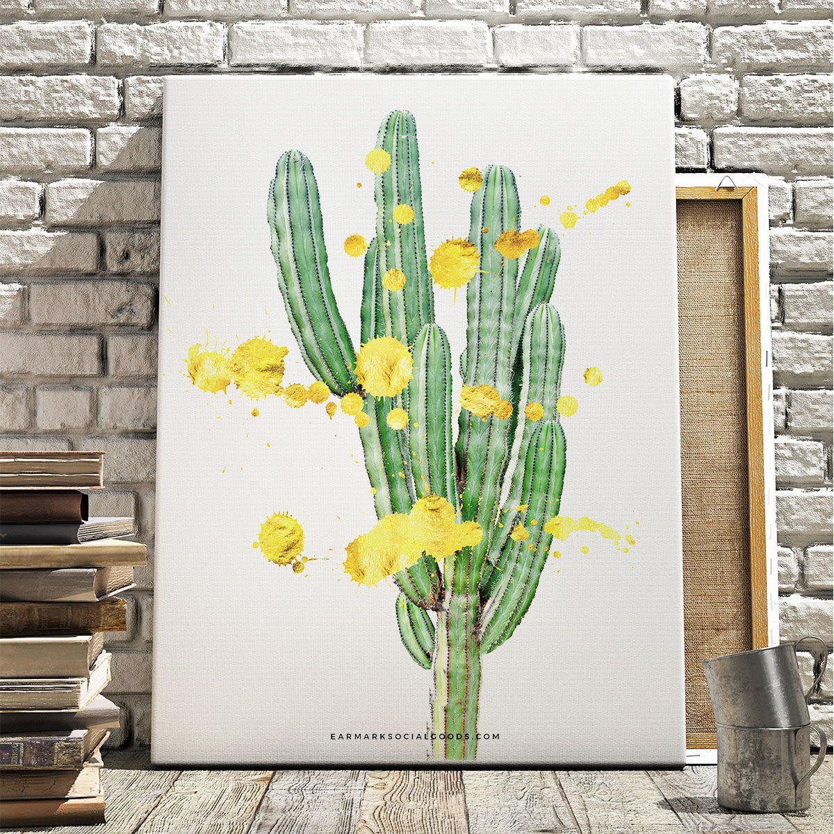 Golden Cactus Art Print by Earmark Social Goods Inc.