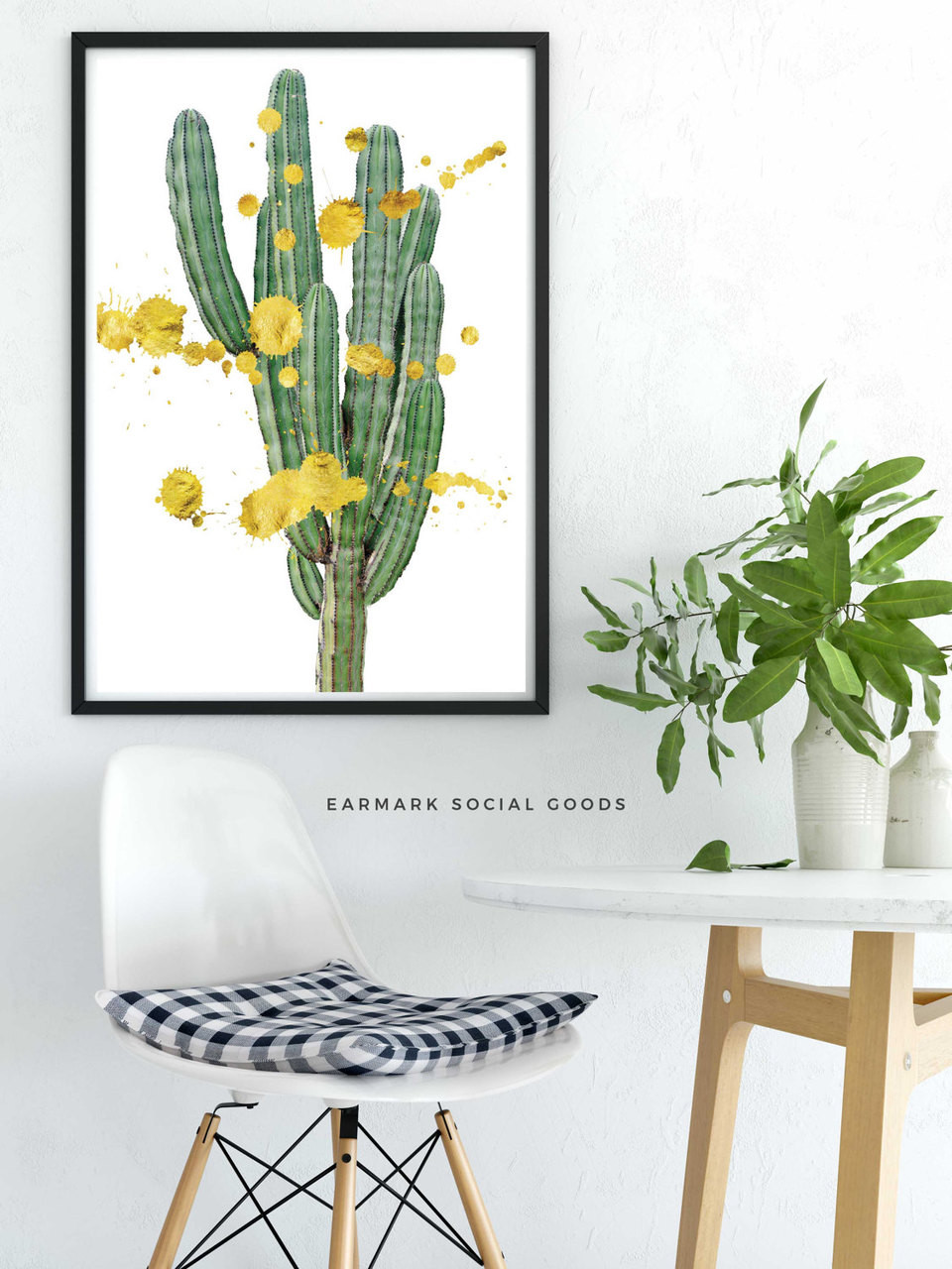 Golden Cactus Art Print by Earmark Social Goods Inc.