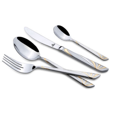 Arshia Stainless Steel Cutlery Set 128pc Gold Engraving