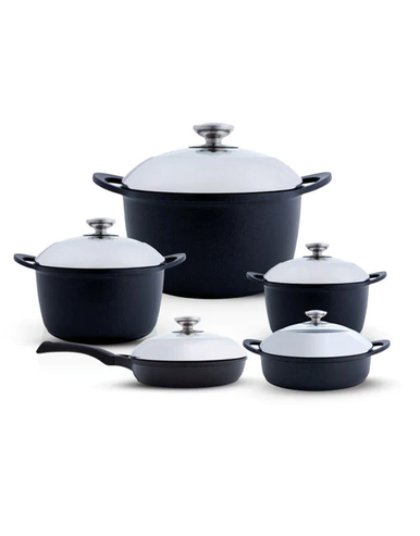 Arshia Die Cast Cookware Set 10pcs Black