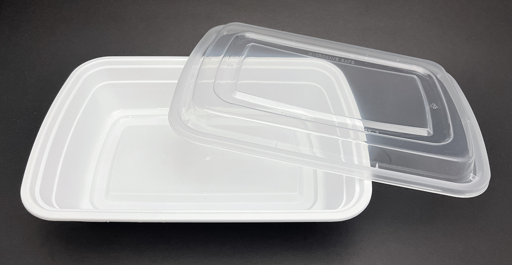 White 32 oz. Rectangular Microwaveable Takeout Container with Lid 150 ...