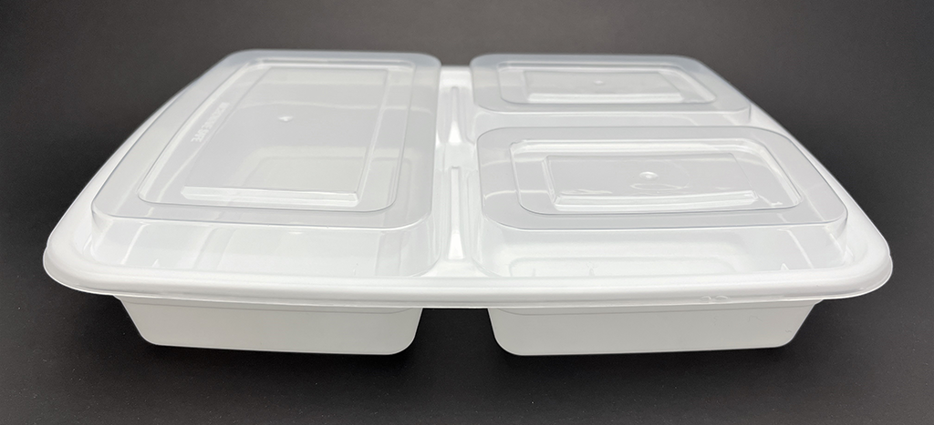 Black 33 oz. Rectangular 3 Compartment Microwaveable Take Out Container ...
