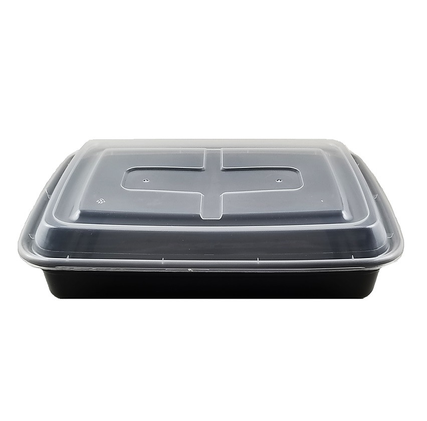 Black 58 oz. Rectangular Microwaveable Take Out Containers with Lid 50 ...