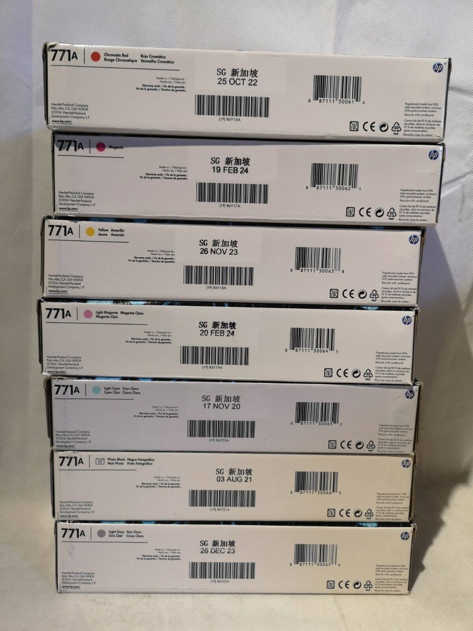 Original HP 771A Ink Cartridges (7 Pieces) (2020 To 2024)