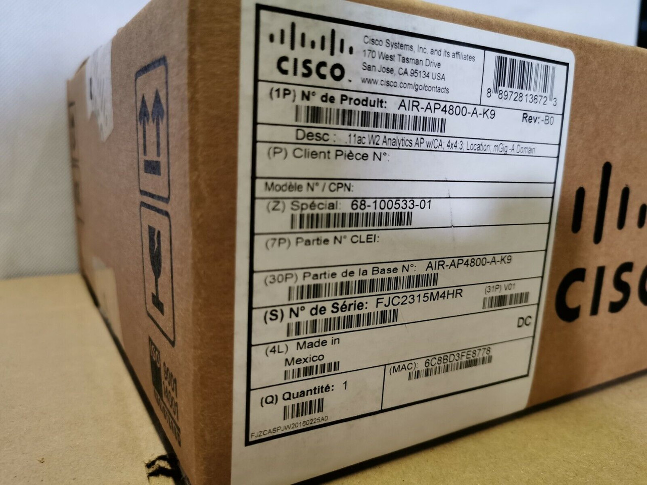 Cisco Aironet 4800 - wireless access point, AIR-AP4800-A-K9