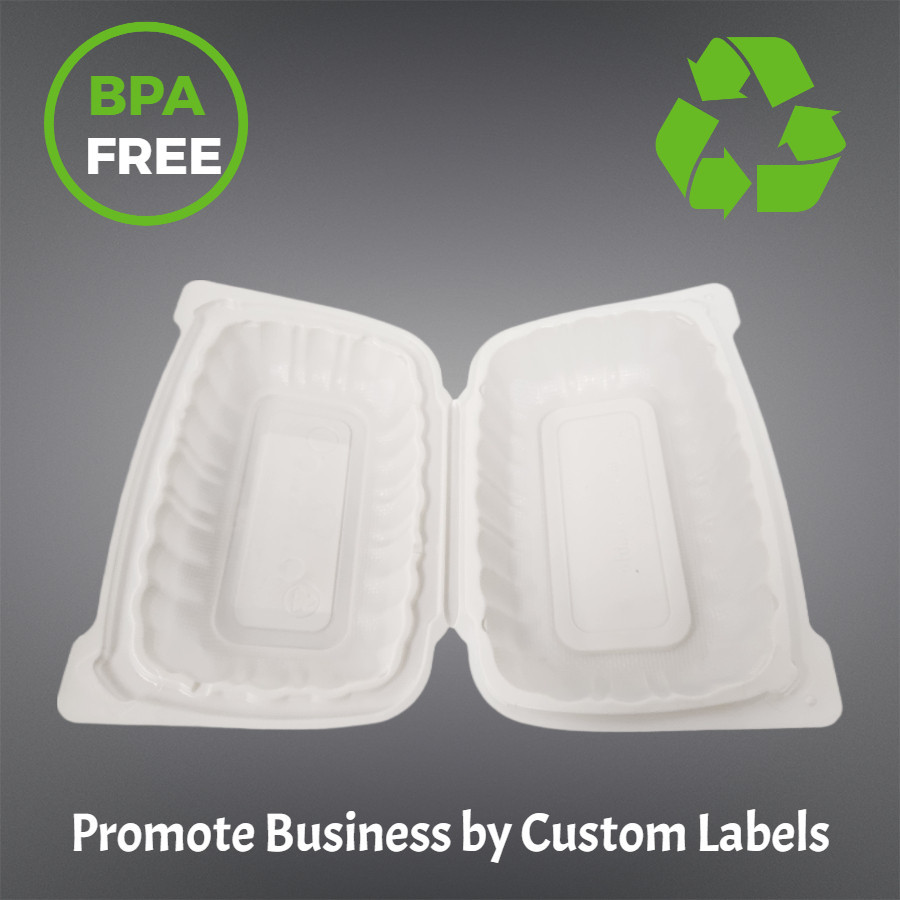 White 9'' x 6'' x 3'' Hinged Plastic / Clamshell Take Out Containers ...