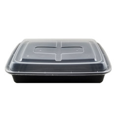Black 58 oz. Rectangular Microwaveable Take Out Containers with Lid 50 ...
