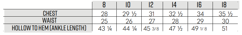 Bari Jay Size Charts - Bella Mera Bridal
