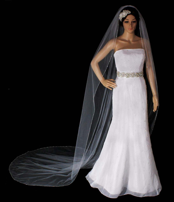 1st Class Bridal | FC Bridal 108 Inches - Cathedral Veil With Glary ...