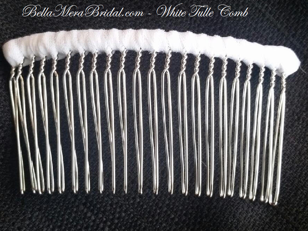 White Tulle Wrapped Comb
