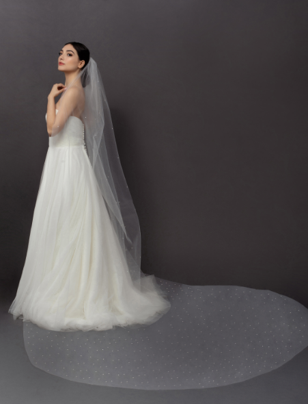 Ansonia Bridal Veil Style 126 - Pearl Scatter - 120 Inches Long