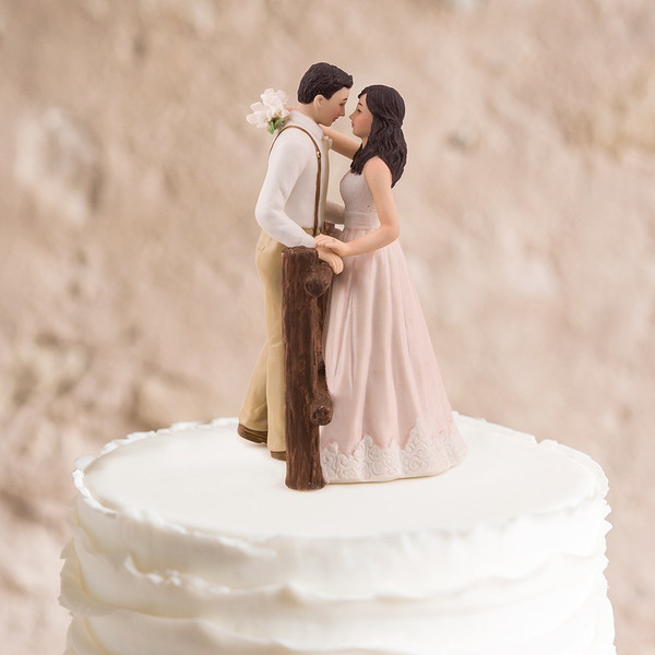 Rustic Couple Porcelain Figurine Wedding Cake Topper