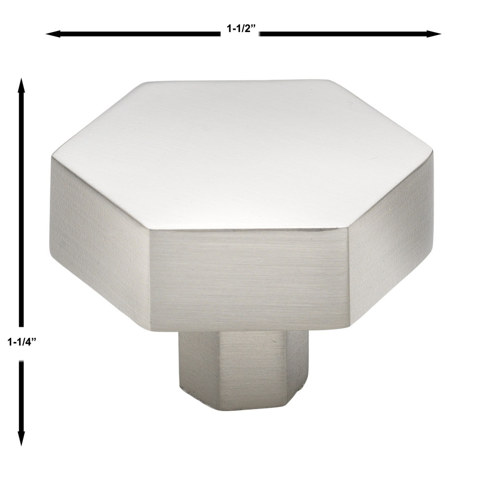 1-1/2 Inch Solid Hexagon Cabinet Knob, Satin Gold - 5824-SG - GlideRite ...