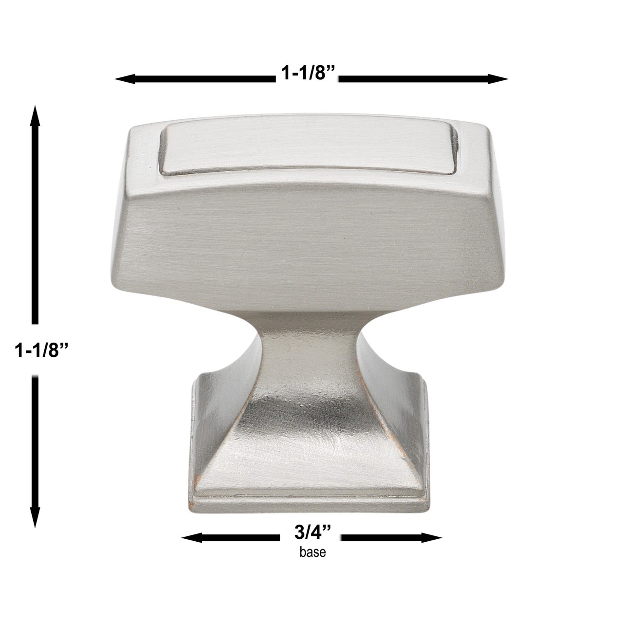 1-1/8 x 1/2 Inch Transition Rectangle Cabinet Knob - 87390 - GlideRite ...