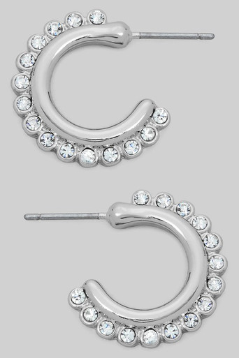 Rhinestone Edge Hoops - Girly Accessories