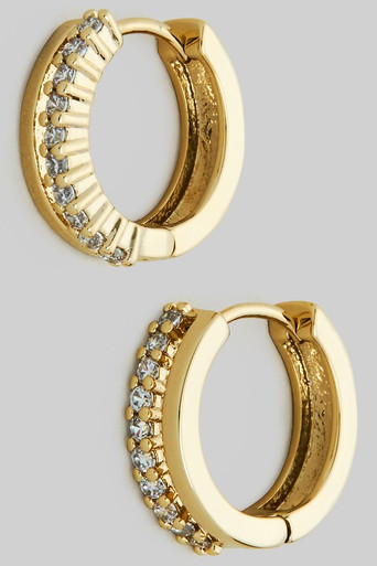 Split Brass Hinge Hoops With Cz Pave - Girly Accessories