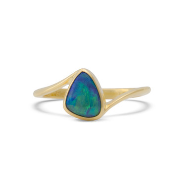 Tryst Ring - 18k Gold Black Crystal Opal - Lost Sea Opals
