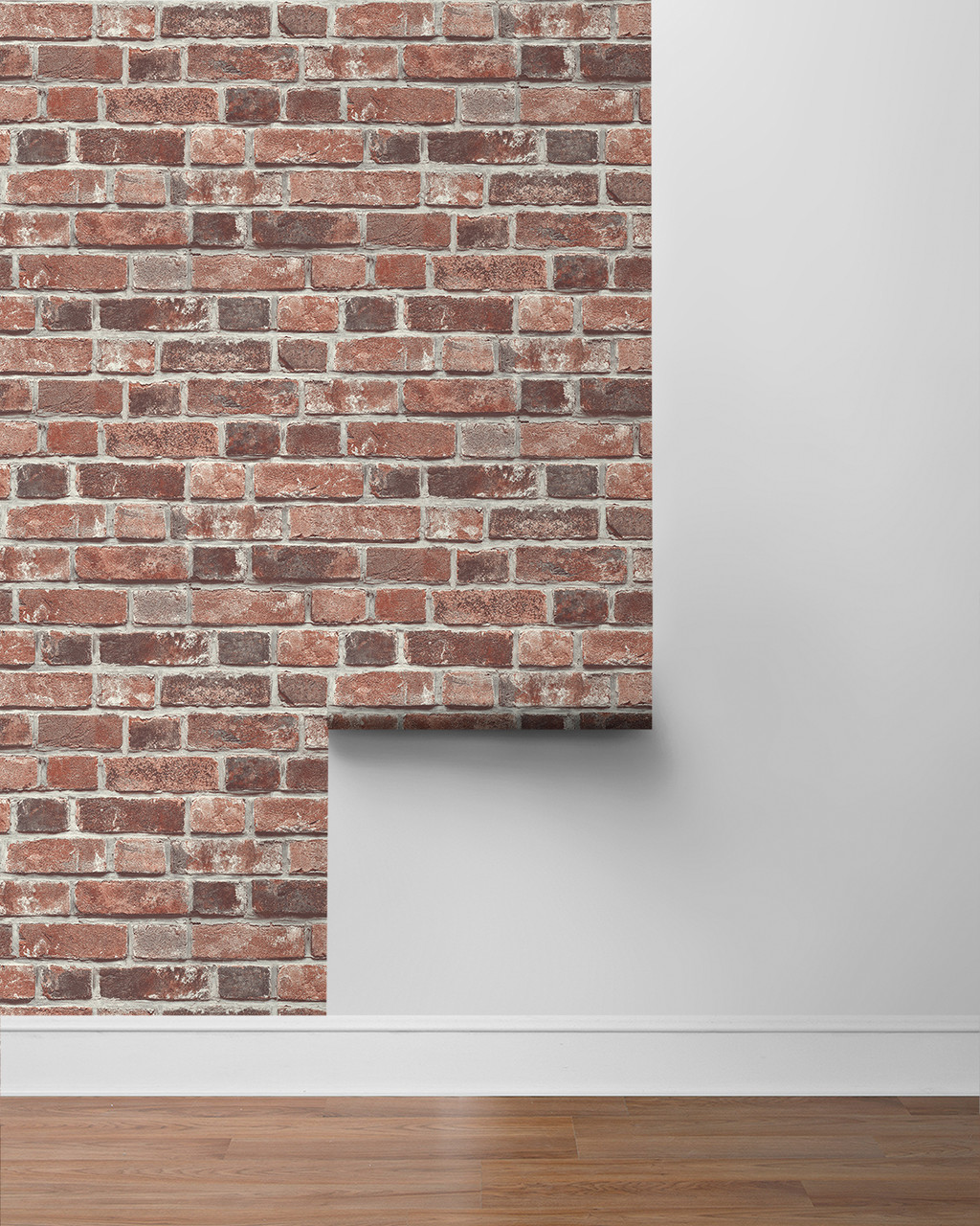 PR11501 Faux Red Brick Prepasted Charcoal Red Wallpaper Industrial ...