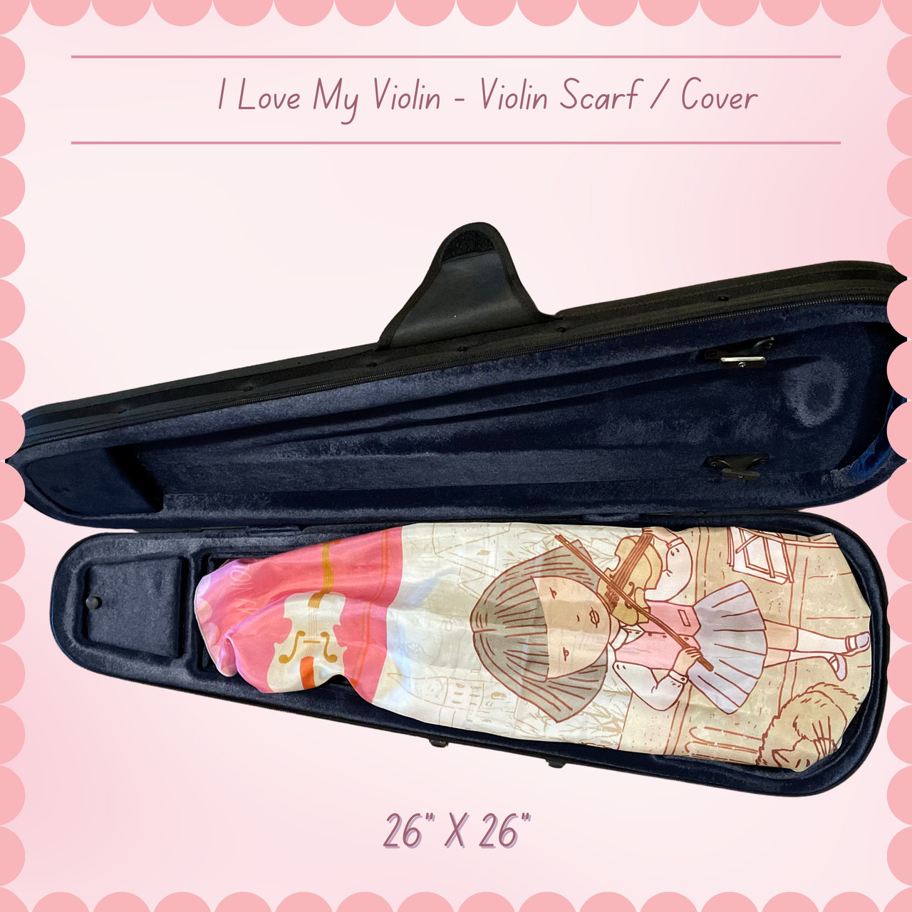 100% Silk Violin Cover - Square Silk Violin Cleaning Cloth