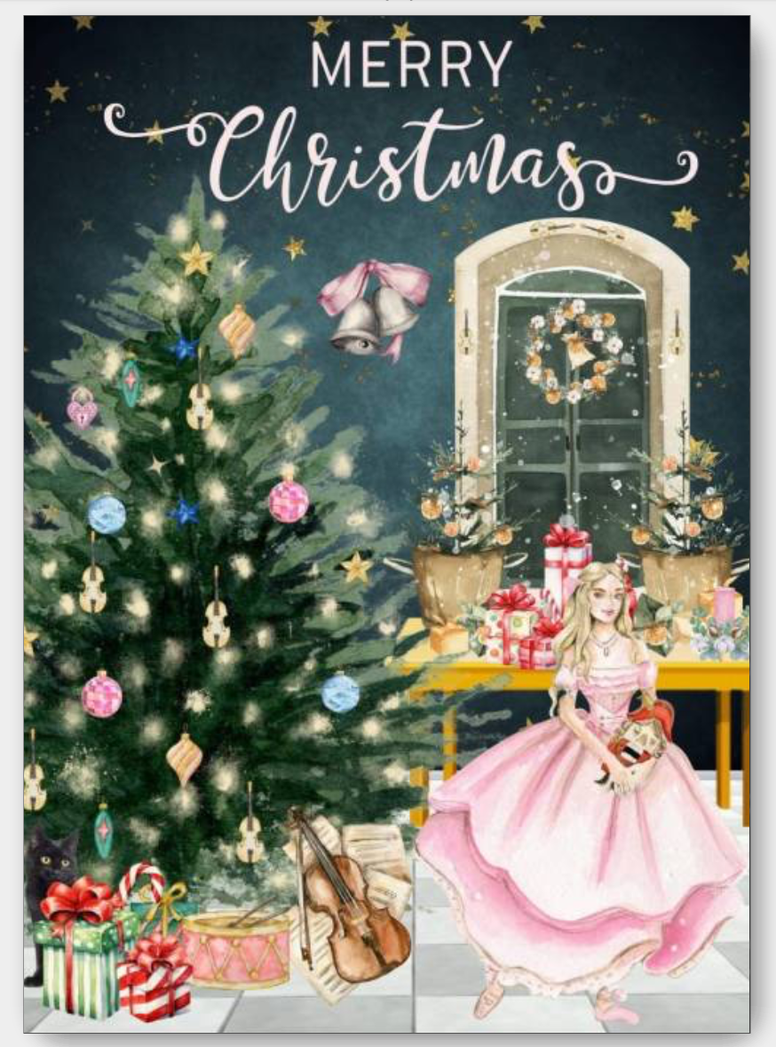 Nutcracker Inspired Christmas Card - Violin Christmas Card - Clara in a ...