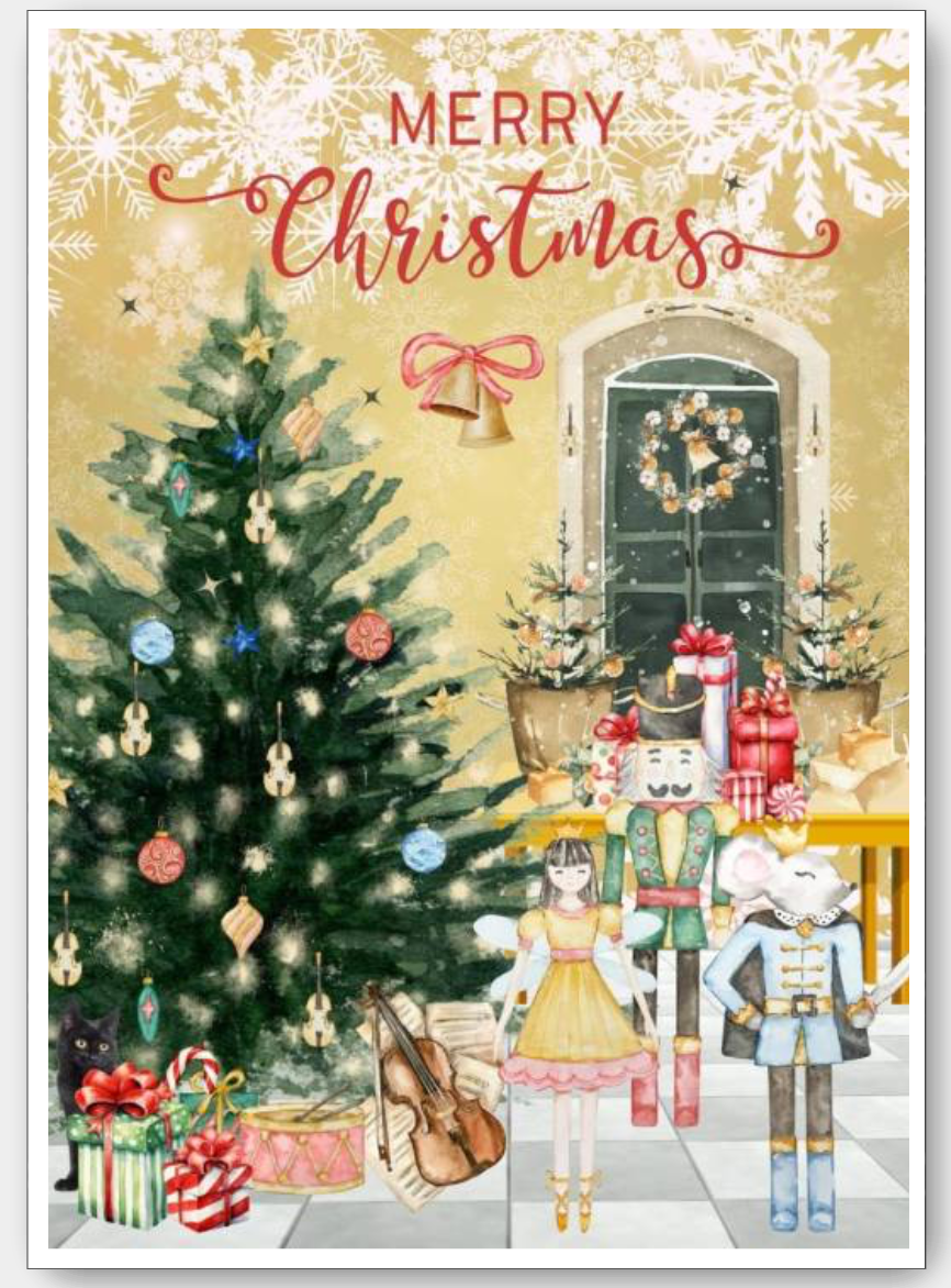 Violin Christmas Card - Nutcracker Inspired Christmas Card - Day Theme