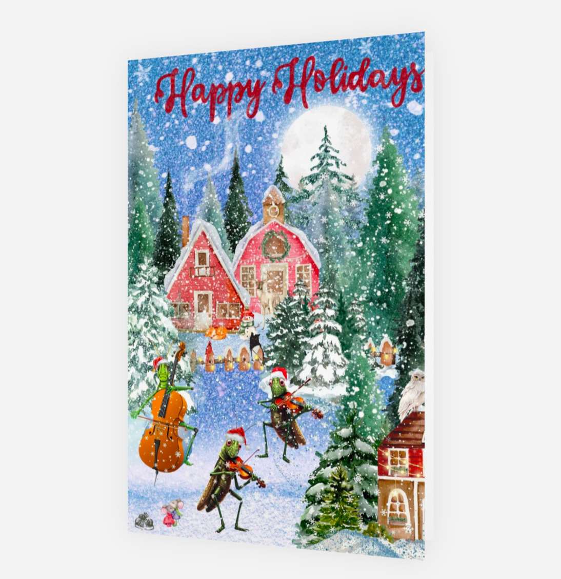 Raven Cello Player Greeting Card Illustration