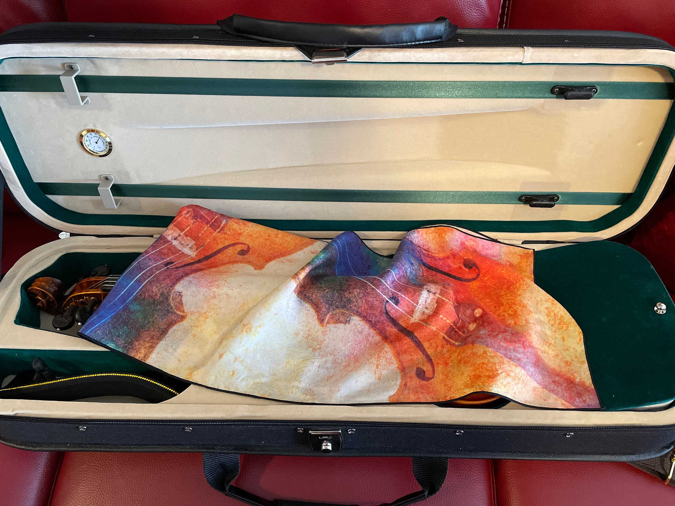 100% Silk Violin Cover Blanket - Blue Silk Scarf - Violin Print