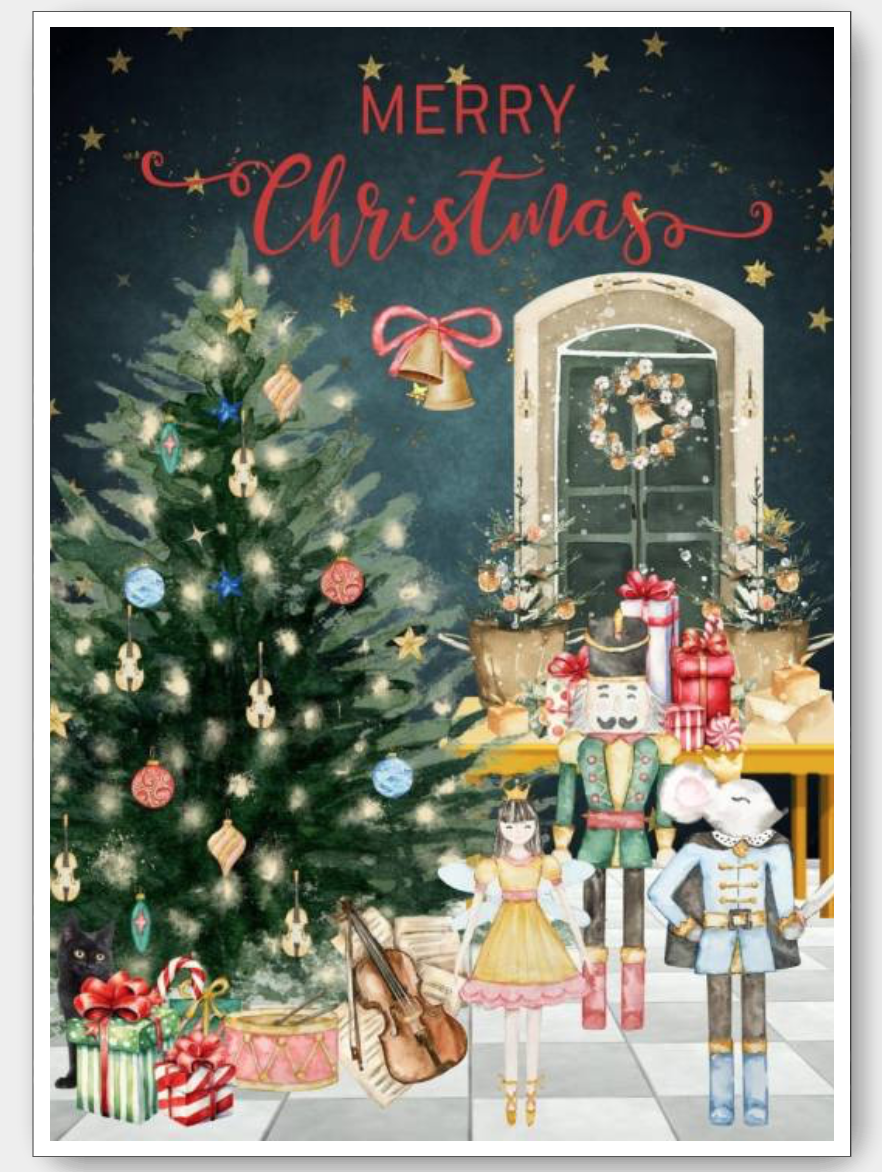 Nutcracker Inspired Christmas Card with Violin Ornaments - Mouse King ...