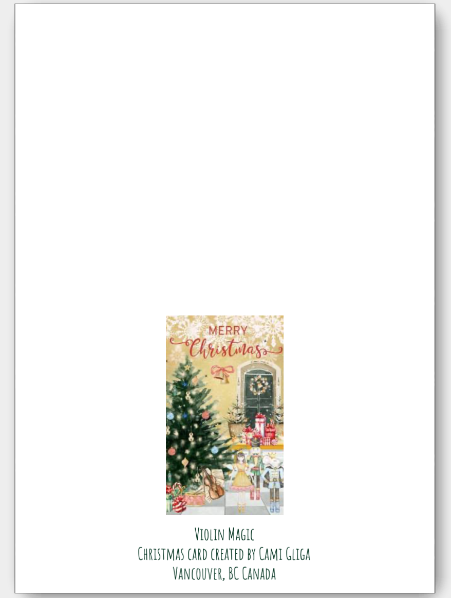 Violin Christmas Card - Nutcracker Inspired Christmas Card - Day Theme