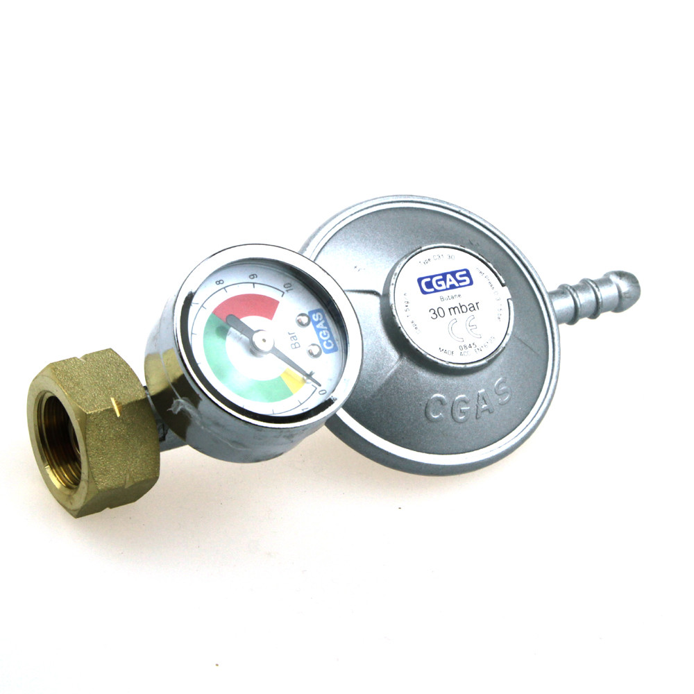 Butane Shell Bottle Pressure Regulator 30mbar with gauge