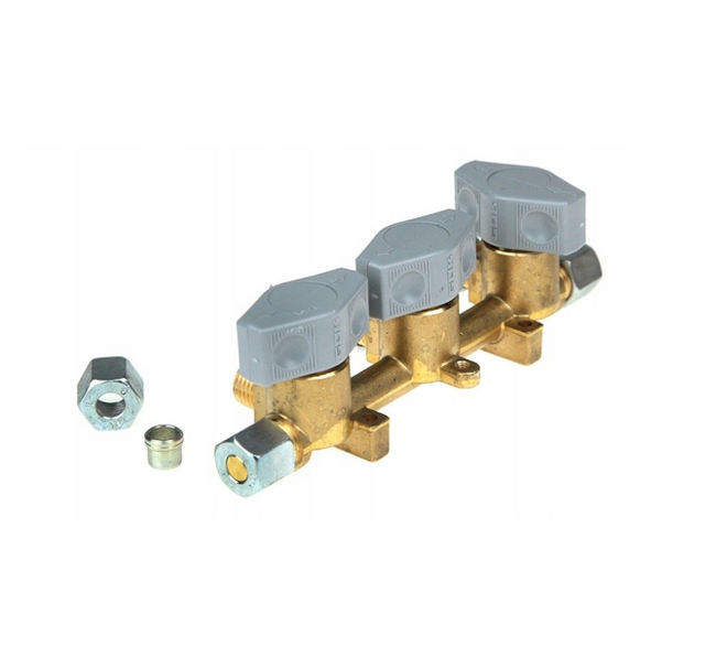 GOK 3 Way Gas Manifold 8mm distribution block