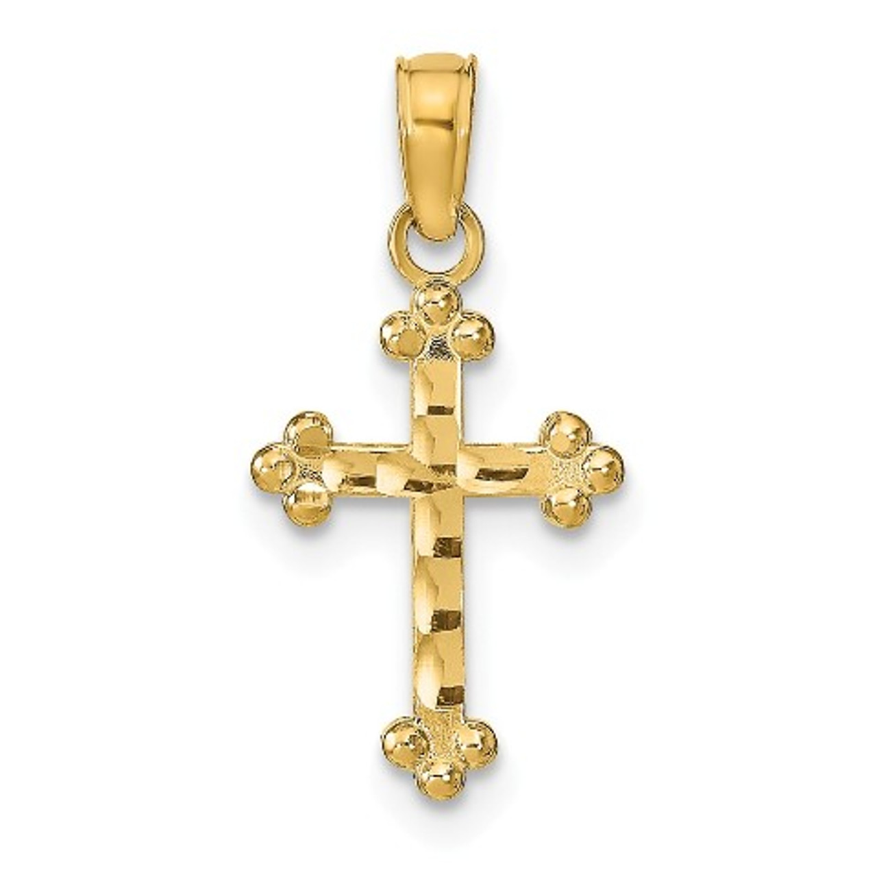 14K Yellow Gold Diamond cut Cross Pendant A92 782 Roy Rose Jewelry