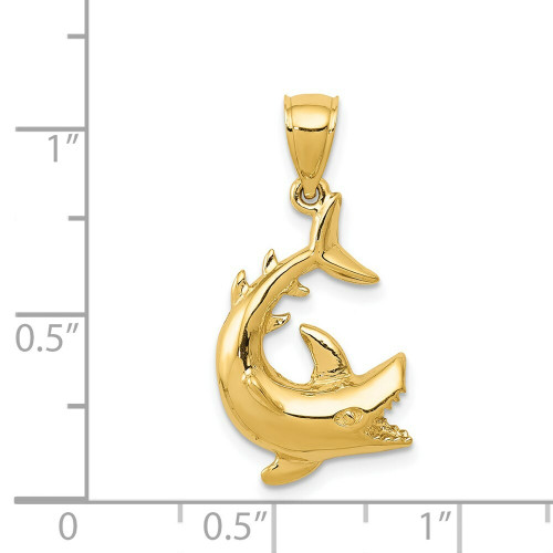 14K Yellow Gold Shark Pendant A86 950 Roy Rose Jewelry
