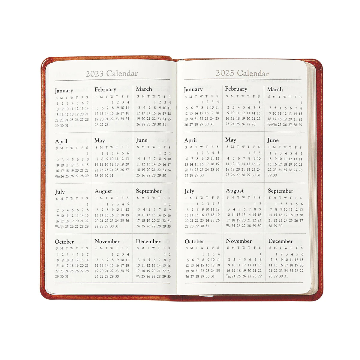 2024 Small Leather Pocket Calendar - 3" x 5"