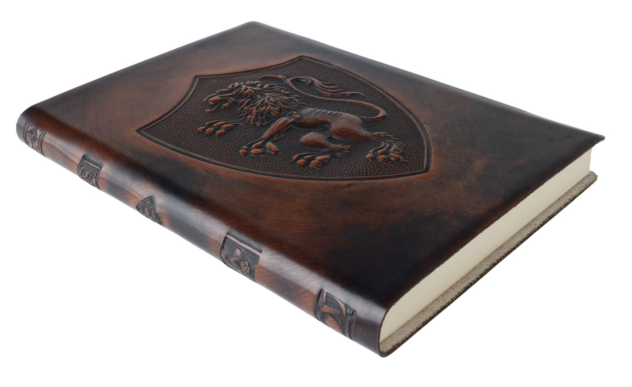 Italian Leather Journal with Venetian Lion Shield 6" x 8"