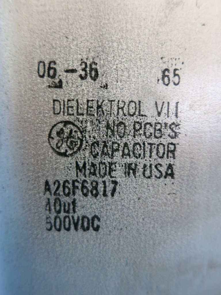 General Electric A26F6817 Dielektrol VII Capacitor 40uF 500VDC ...